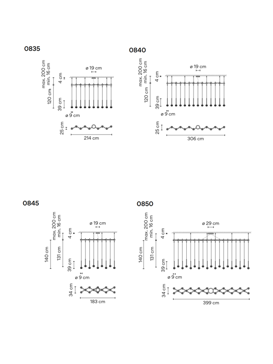 Lampa wewnętrzna, wisząca Vibia Algorithm 0835, 0840, 0845, 0850